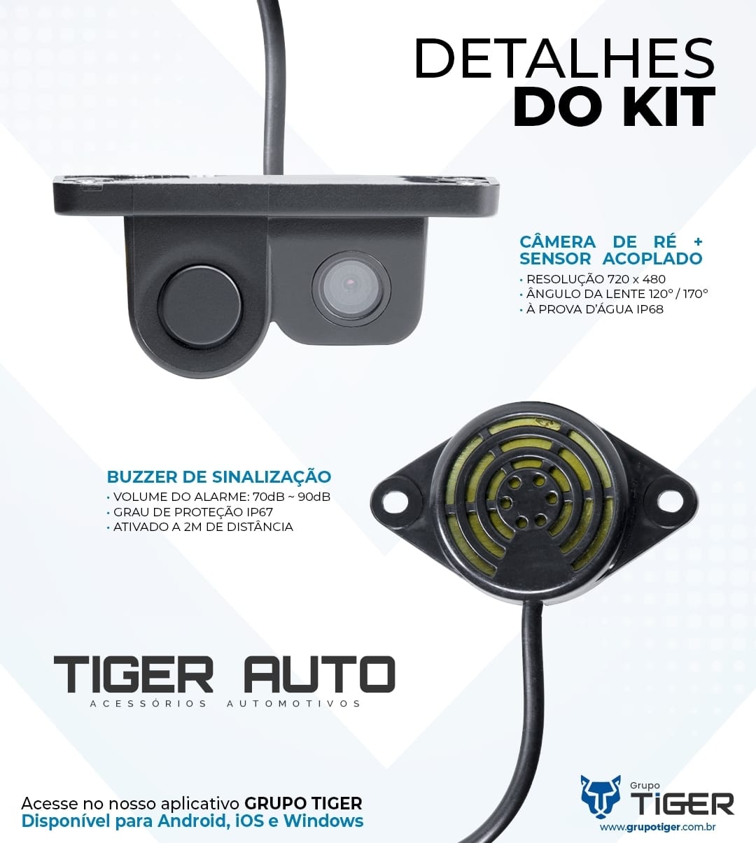 Tiger Auto destaca câmera de ré mais sensor de estacionamento acoplado ...